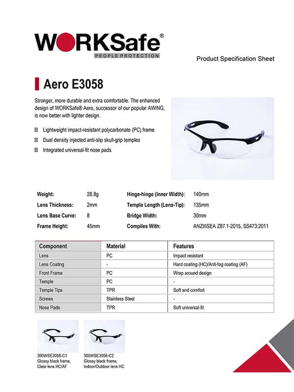 WORKSafe® AERO E3058 Safety Eyewear
