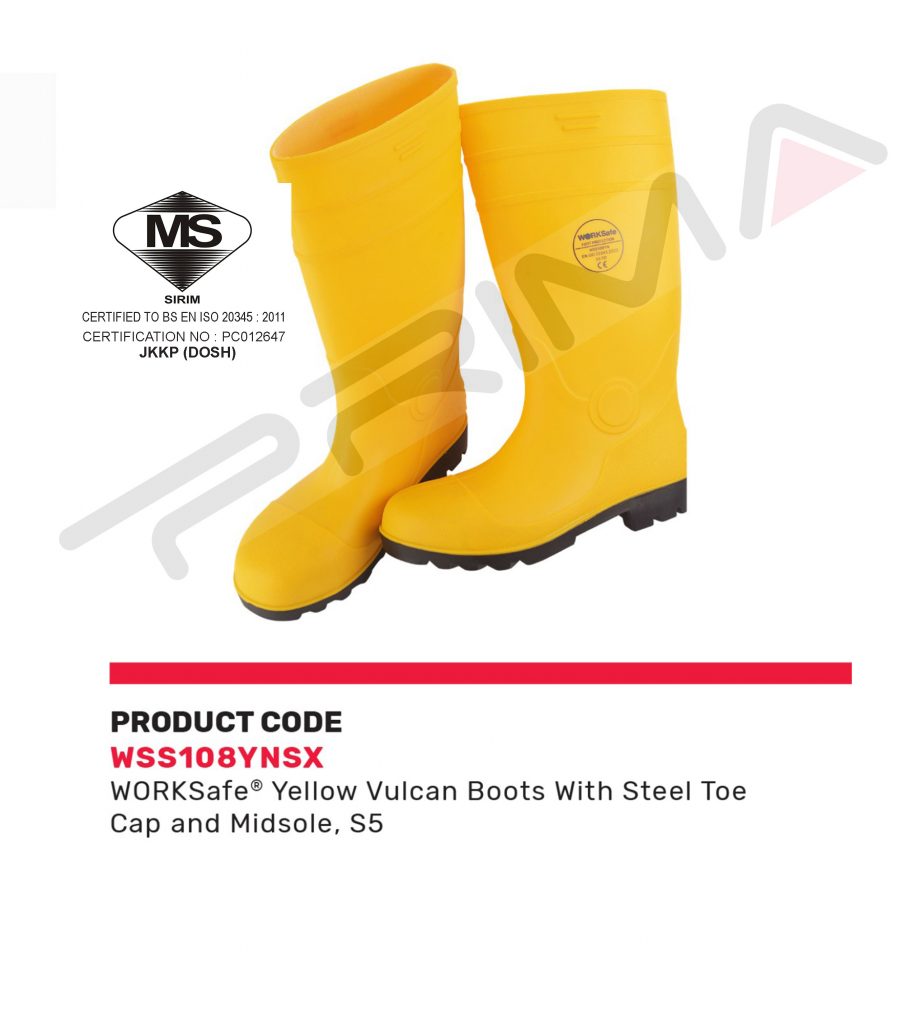 WORKSafe High-Cut Vulcan Yellow Safety Boots - Prima Dinamik Supplies