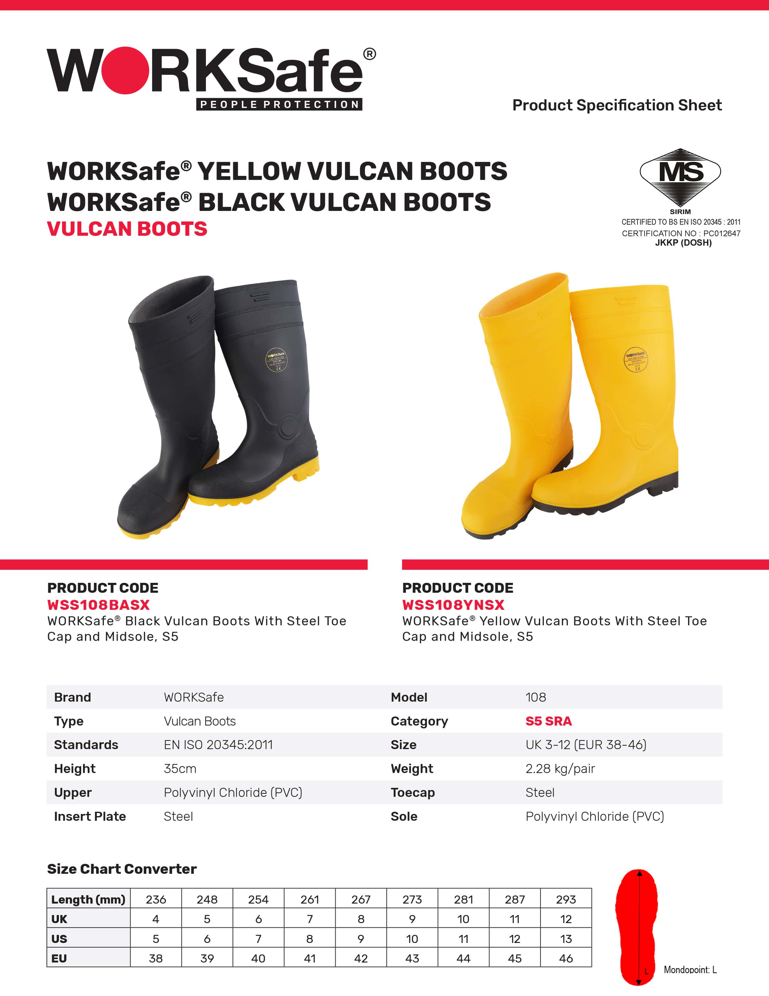 WORKSafe High-Cut Vulcan Yellow Safety Boots - Prima Dinamik Supplies