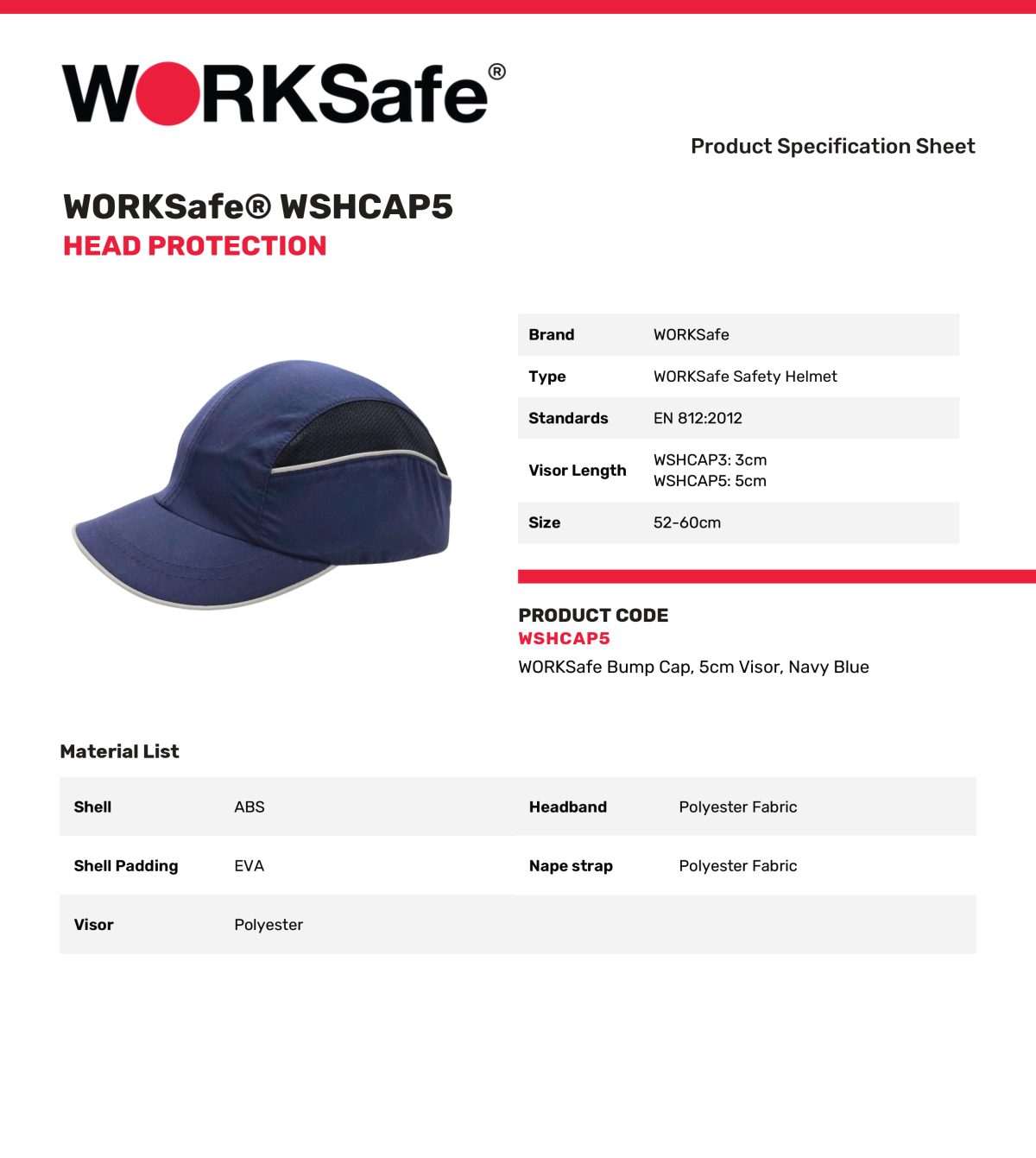 WORKSafe® BUMP CAP HEAD PROTECTION 5CM VISOR, NAVY BLUE – Prima Dinamik